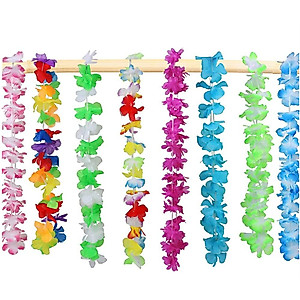 TSMJUWND Hawaiian Leis 100Pcs for Hawaii Tropical Luau Party Decoration(Colorful)
