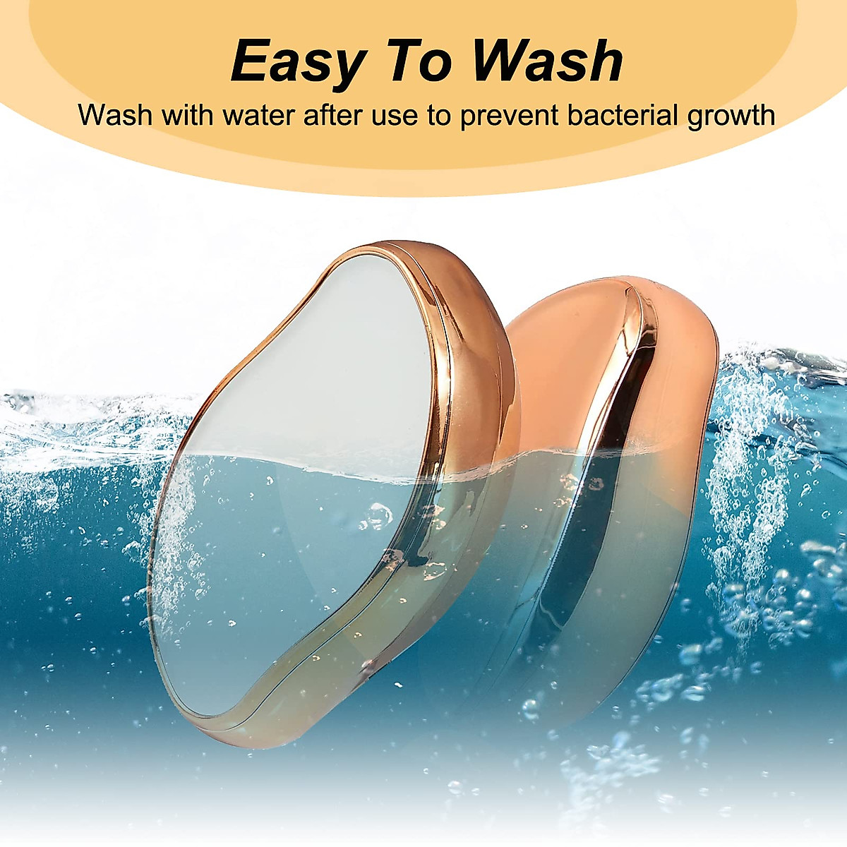 RIOUSV Crystal Hair Eraser, Crystal Hair Removal Painless Exfoliation, Hair Remover Tool for Arms Legs and Back, Portable Mild Hair Remover, Reusable - Golden