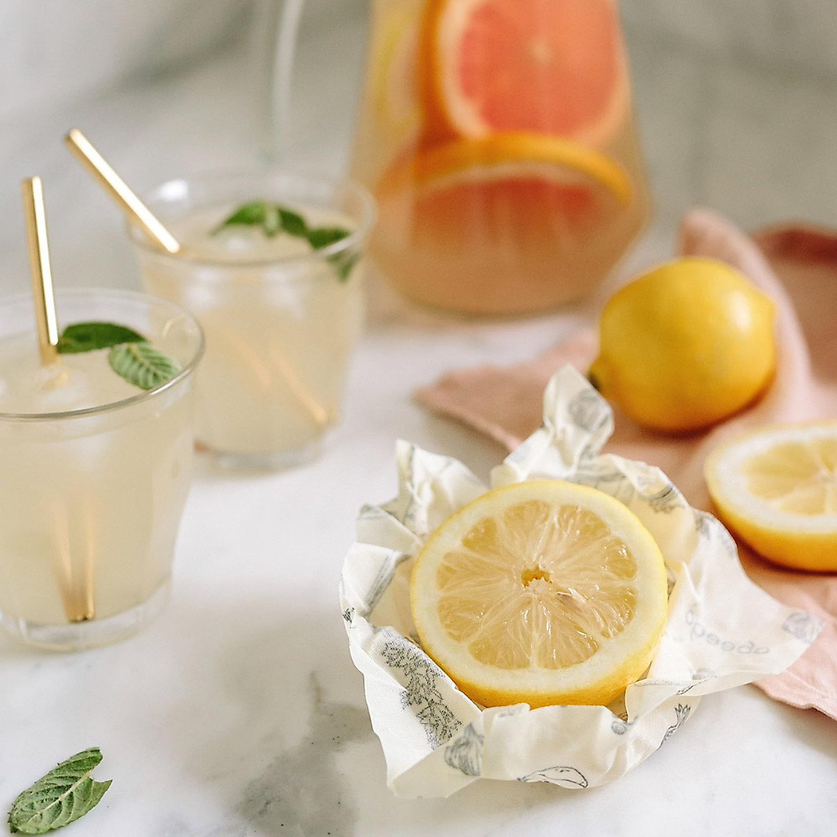 Abeego The Original Beeswax Food Storage Wrap - The Foundation - Bundle of 6 Variety Square and Rectangle Sheets (S,M,L)