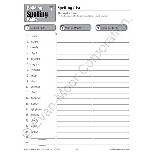 Evan-Moor Building Spelling Skills, Grade 6 - Homeschooling & Classroom Resource Workbook, Reproducible Worksheets, Teaching Edition, Spelling Strategies, Reading and Writing Skills