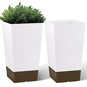 QCQHDU 21 inch Large Tall Taper Planters for Indoor & Outdoor Plants, 2 Pack Durable Plant-Flower-Tree Pots for Front Porch Patio Living Room Home Garden Decor