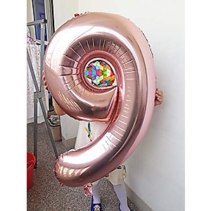 Rose Gold 1 Balloons,40 Inch Birthday Foil Balloon Party Decorations Supplies Helium Mylar Digital Balloons (Rose Gold Number 1)