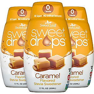 SweetLeaf Sweet Drops Caramel Stevia Liquid Sweetener - Flavor Foods, Keto Coffee with Sugar Free, 0 Calorie, Non-Glycemic Response SweetLeaf Stevia Drops, 1.7 Fl Oz Ea (Pack of 3)