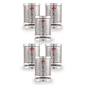 HAZEL Stainless Steel Kitchen Containers I Transparent Kitchen Container Set of 6, 3000 ml Each I Multipurpose Storage Box for kitchen containers set with Glossy Hammered Finish