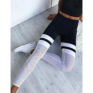 CROSS1946 Scrunch Butt Lift Leggings for Women Workout Yoga Pants Ruched Booty High Waist Seamless Leggings Compression Tights (#C-Black-Striped,S)