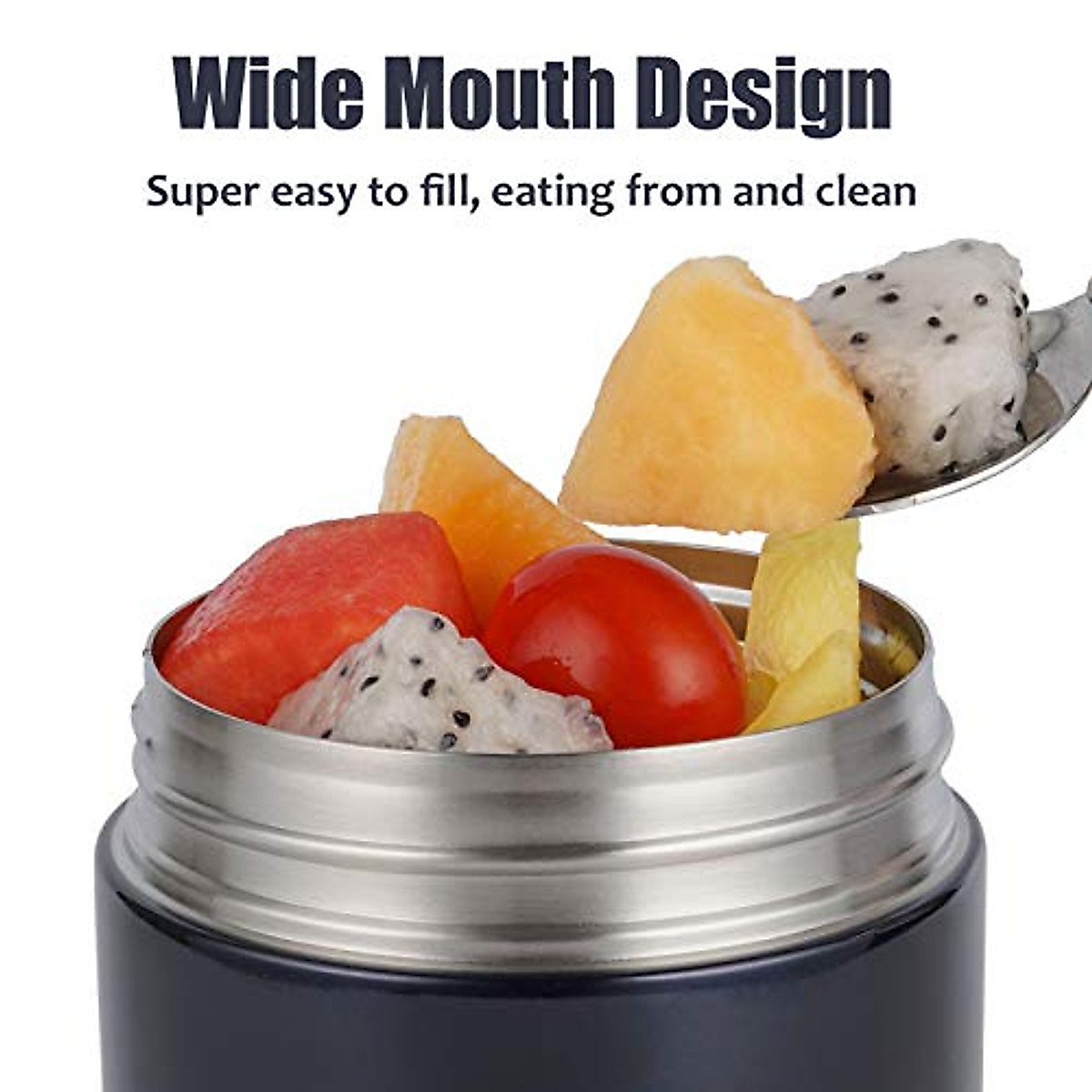 17oz Food Jar for Hot Food with Spoon, Stainless Steel Leakproof Insulated Lunch Containers for Kids Adults