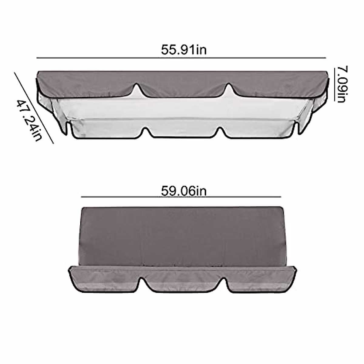 Waterproof Swing Canopy with Seat Cushion Cover 55.9"(L) x 47.2"(W), Outdoor UV Block Sun Shade Canopy of Swing Chair for Garden Park Balcony Backyard Swing Canopy Replacement Cover (Style-5)