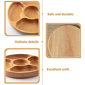 Cabilock Wedding Decor Divided Wooden Plate Round Dessert Dish Appetizer Serving Tray Compartment Food Storage Organizer Charcuterie for Chips and Dip Veggies Candy Snacks Wedding Decorations