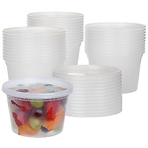 Smygoods 16oz Plastic Deli Containers with Lids - 20ct - BPA Free - Leakproof - Stackable - Microwave and Freezer Safe - Clear.