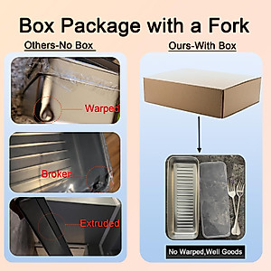 ANMOFLY Bacon Container for Refrigerator,Bacon Keeper 304 Stainless Steel Airtight Deli Meat Storage Containers for Fridge, 1PC Long Kitchen Food Storage Container with Lid and 2PCS Forks
