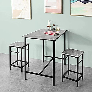 Haotian OGT11-HG, 5 Piece Dining Set, Dining Table with 4 Stools, Home Kitchen Breakfast Table, Bar Table Set, Bar Table with 4 Bar Stools, Kitchen Counter with Bar Chairs (Grey)