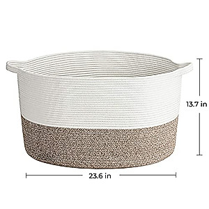 Goodpick XXX Large Cotton Rope Basket Woven Storage Basket Pillow Blanket Basket (Set of 2)