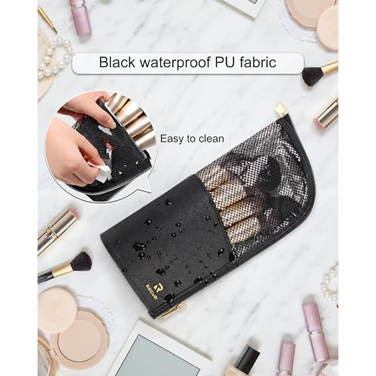 MONSTINA Makeup Brush Organizer Bag,High Capacity Portable Stand-Up Makeup Brush Holder,Professional Artist Makeup Brush Sets Case Waterproof Dust-proof Makeup Brush Cup