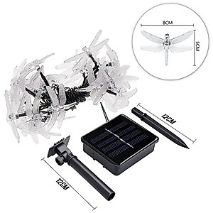 MUEQU Solar String Lights, Waterproof 20ft 30 LED Dragonfly Christmas Fairy Lights Garden Solar Lights,Decoration String Lights for Indoor, Garden, Home, Patio, Lawn, Party and Holiday (Blue)