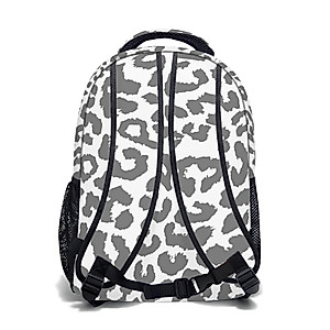 Nerxy Snow Leopard Backpack for School - Cheetah Spots School Backpack White White Grey Animal Skin School Bag Laptop Book Bag Fits 14 Inch Laptop Rucksack Daypack