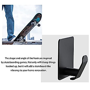 Taozun Adhesive Hooks - Black Towel Hooks 4 Packs Coat Robe Hooks Stainless Steel Wall Hooks Rustproof and Oil Proof for Kitchen Bathroom