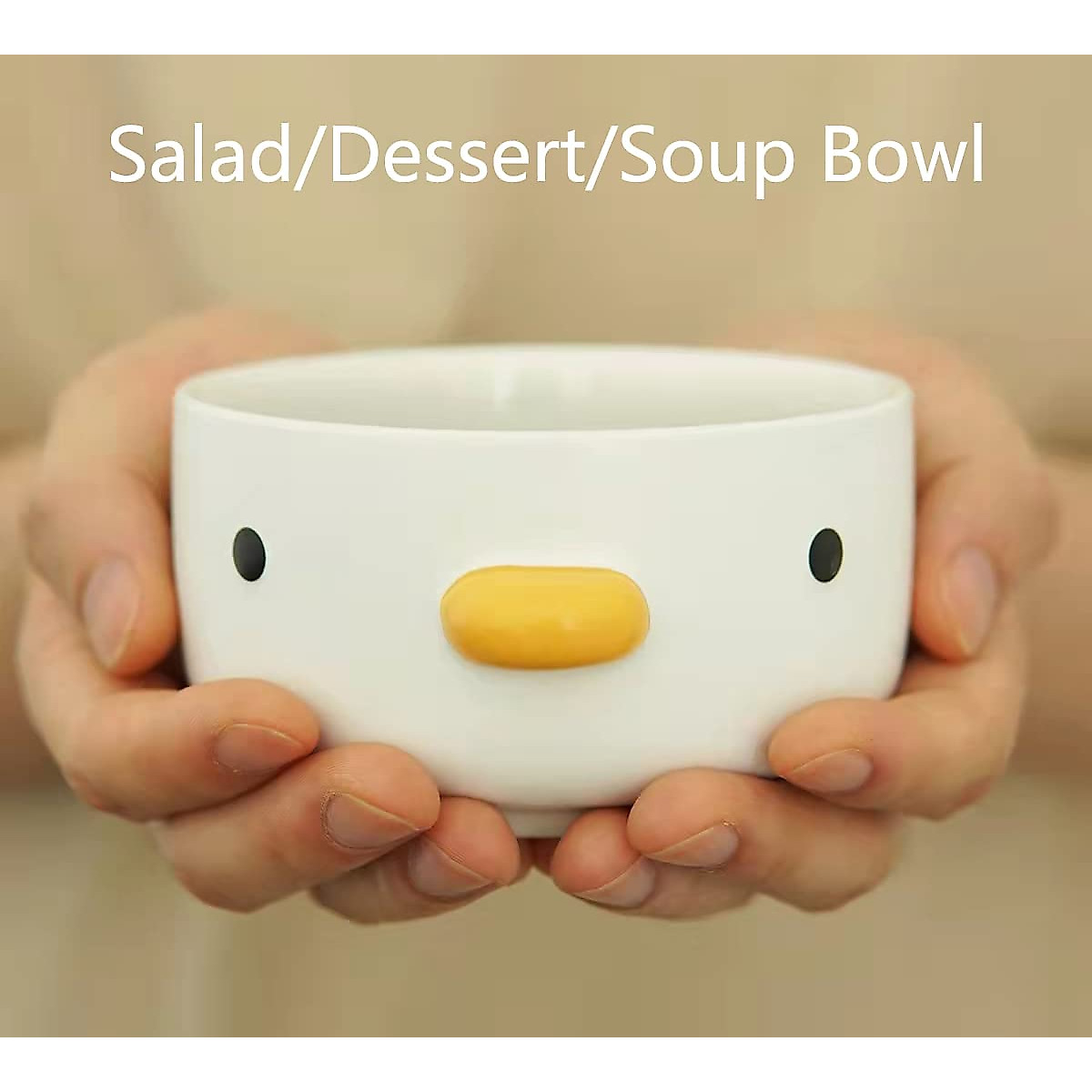 PURROOM Funny Cute Chick Small Salad Bowls, Handmade Glaze Duck Safety Ceramics 14oz Soup Bowls, 4.3'' Rice Bowl, Home Family, Friend.