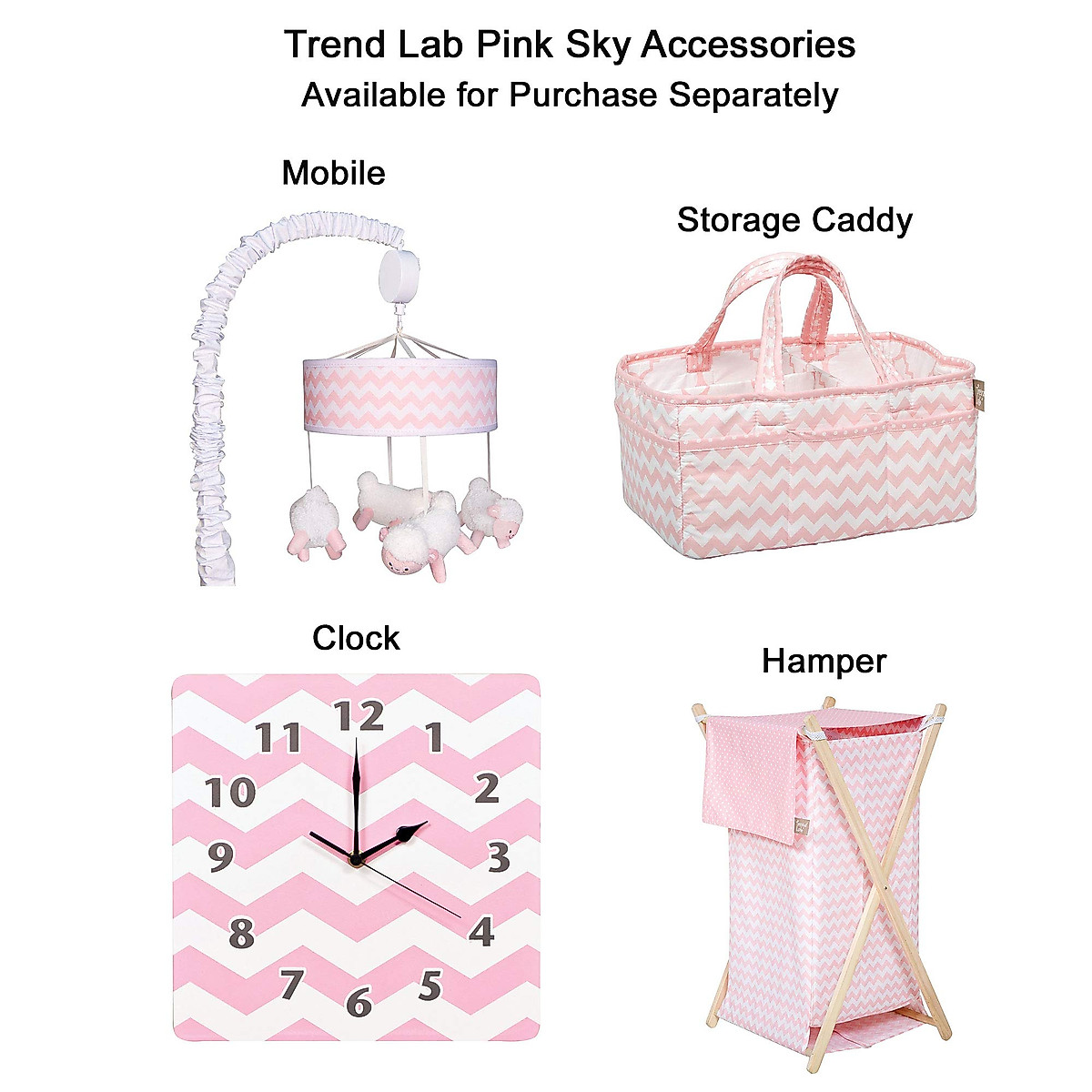 Trend Lab Pinky Sky 3 Piece Crib Bedding Set, Can Be Used As A Blanket Or A Playmat for Tummy Time, Includes Quilt, Fitted Crib Sheet and Skirt