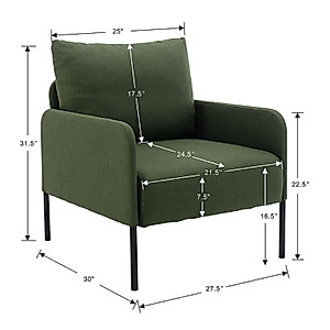 DM Furniture Upholstered Accent Chair Modern Single Sofa Chair for Living Room, Fabric Arm Chair w/Pillow Comfy Armchair Club Chair Reading Chair for Small Space/Office, Green