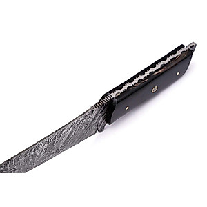 Grace Knives Handmade Damascus Steel Tanto Knife Fixed Blade Hunting Knife 9.5 Inches with Leather Sheath G-2018