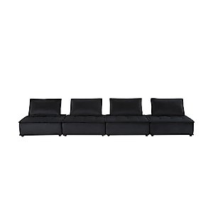 Lilola Home Anna Black Velvet 4-Seater Modular Sofa