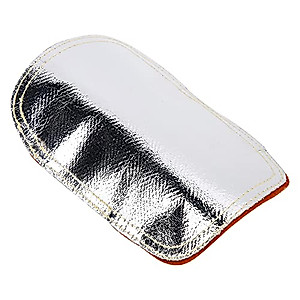 Asixxsix Welding Hand Pad, HighTemperature Resistant Hand Heat Shield Cowhide Leather Aluminized Back Hand Shield for Welder Furnace Industrial Boiler Cutting Welding Metal Smelting