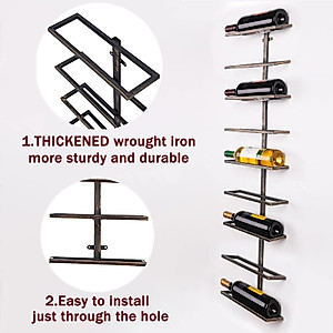 Gdrasuya10 Wall Mounted Wine Rack for 9 Bottles, Bronze Iron Wall Wine Rack Wine Storage Display Holder Simple Wine Bottle Hanging Holder Rack for Living Room