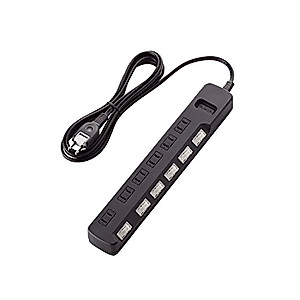 ELECOM Thunder Guard Power Strip with Individual Switch 6 Outlet 2.5m [Black] T-K5A-2625BK (Japan Import)