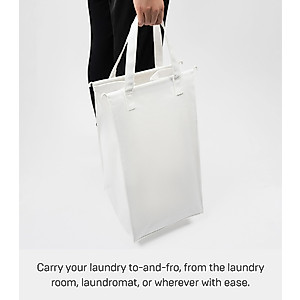 Yamazaki Home Laundry Hamper Clothes Basket Liner | Steel + Cotton, Medium, White