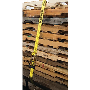 KEEPER 04622 Heavy Duty 27' x 2'' Ratcheting Tie Down, 10,000 lbs Rated Capacity with Double J-Hooks, yellow, "1.5"" x 1.5"" x 0.75"""
