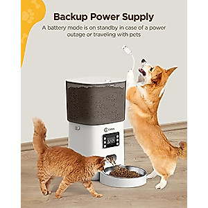 Ciays Automatic Cat Feeders, 6L Cat Food Dispenser Up to 20 Portions 6 Meals Per Day, Pet Dry Food Dispenser with Distribution Alarms for Small Medium Cats Dogs, White