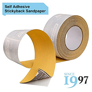 362X - 20 Yard Sandpaper 80 Grit 2-3/4" Wide Long Continuous Roll, Gold PSA Longboard Sand Paper, Self Adhesive Stickyback Sandpaper for Woodworking and Automotive - D DMS DIMEISI