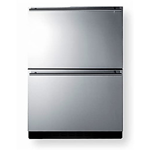 Summit Appliance ADFD243OS 24" Wide Outdoor 2-Drawer All-Freezer, Stainless Steel/Panel-Ready Door, Black Cabinet, Frost-Free, ADA Compliant