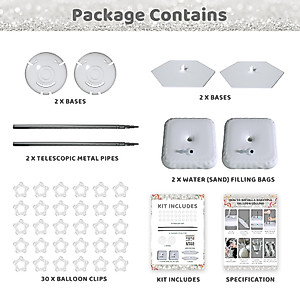 SINBEE Balloon Arch Stand, Balloon Arch Kit of 2, 7 Feet Height Adjustable Metal Balloon Column Stand for Party Decorations Wedding Birthday, Graduation Party Decoration, Baby Shower, Silver