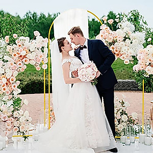 Putros Metal Arch Backdrop Stand Gold Wedding Arch Stand Set of 3 (6FT/5FT/4FT) Square Arched Frame for Birthday Party Ceremony Outdoor Indoor Celebration Decoration