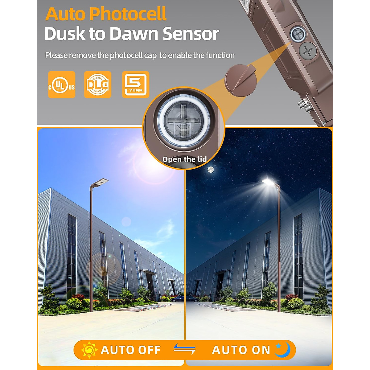 NGT 4 PCS LED Parking Lot Lights 320W 256W 192W, UL DLC Listed LED Shoebox Fixture with Photocell 5000K Adjustable Slip Fitter, Pole Light Outdoor, IP65 Commercial Street Area Lighting, AC100-277V