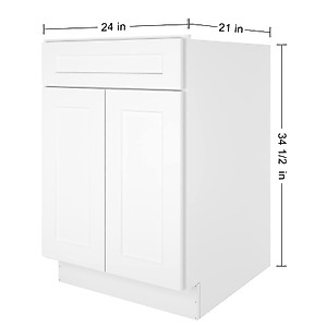 LOVMOR 24" Bathroom Vanity, Kitchen Base Cabinet, Single Sink Storage Unit, Pedestal Sink Storage Cabinet, Large Capacity for Laundry Room, Kitchen, Shower Room & Utility Room
