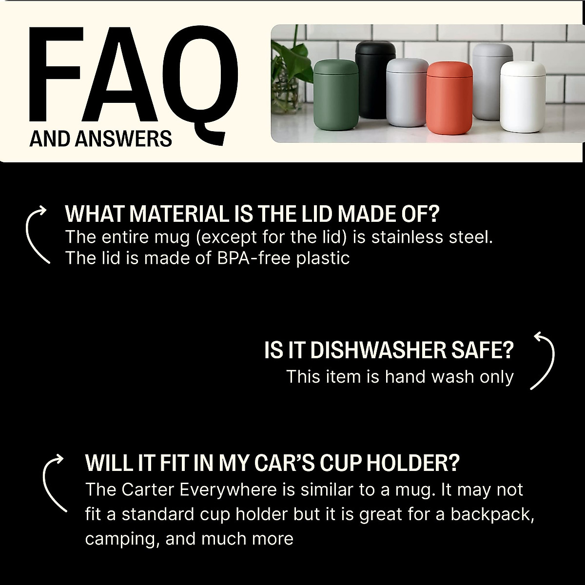 Fellow 16 oz Carter Wide Travel Mug - Wide Mouth Vacuum-Insulated Stainless Steel - Tea and Coffee Tumbler - Travel Coffee Mug with Ceramic Interior - Matte White