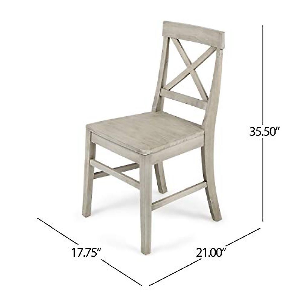 Christopher Knight Home Roshan Farmhouse Acacia Wood Dining Chairs, Light Grey Wash, 21D x 17.75W x 35.5H Inch