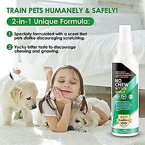 TUIOOE Bitter Apple Spray for Dogs to Stop Chewing - Prevent Licking, Marking, Chewing - Anti Chew Deterrent No Chew Spray | Alcohol Free, Non-Toxic, No Sting & No Smell - Indoor & Outdoor Safe 175ML