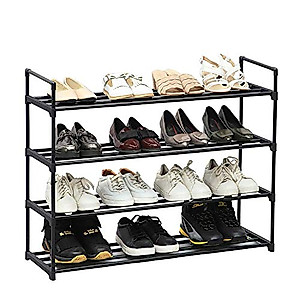 SAVICOS Shoe Rack, 4-Tier Metal Shoe Organizer Shelf Stackable Storage Cabinet Towers Unit Entryway Organizer Holds 20 Pairs(Gray)