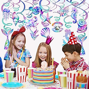 30 Pcs Mermaid Hanging Swirl - Mermaid Party Decorations, Mermaid Party Supplies for Girls, Ocean Mermaid Ceiling Streamers for Mermaid Party Favors, Baby Shower and Theme Birthday Party Decoration