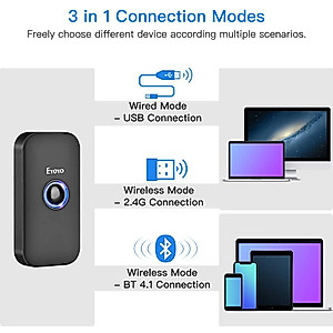 Eyoyo Wireless 1D Barcode Scanner Bluetooth, 2.4G Wireless & Wired 3-in-1 Bar Code Scanner Portable USB 1D ISBN Book Reader, Compatible with Tablet iPhone iPad Android Windows Mac OS(Pink)
