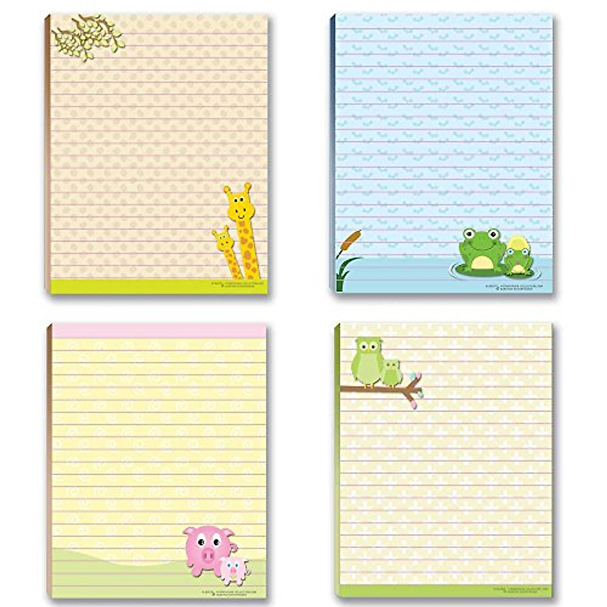 Cute Animal Theme Pads - Teacher Notepad - 4 Assorted Note Pads - Great Gift Idea