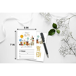 HEZNZXQ Dog Birthday Party Invitations, Let's Pawty Theme Birthday Parties Supplies Decorations, Puppy Theme Fun Fill-in Invites, 4" x 6" Double-sided Cards(20 Invitations and Envelopes)-C05