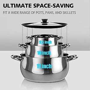 Lerykin Tempered Glass Lid - Universal Lid with Heat Resistant Silicone Rim for Pots, Pans and Skillets - Pan Cover Replacement Lid Fits 9.5", 10" and 11" Diameter Cookware