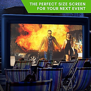 Holiday Styling 19FT Giant Inflatable Outdoor Projector Screen – 230” Blow Up TV & Movie Screen - Thick Airtight Material for Portable Front/Rear Projection - Backyard Movie Night, BBQ, Pool Party