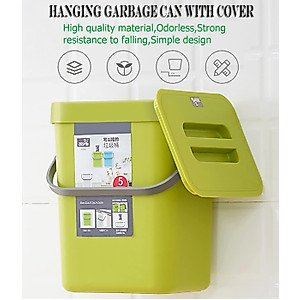 Small Trash Can with Lid Mini Kitchen Hanging Trash Can Tightly Sealed Odor Free, Small Countertop Compost Bin for Scraps from Daily Cooking, Mountable Trash Bin for Kitchen Counter,5L/1.3 Gal