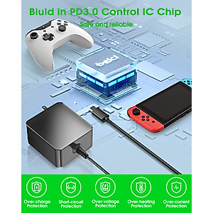 Fast Charger for Steam Deck, AOJAKI 45W PD Foldable Power Adapter with4.9ft USB C Charging Cable Cord,Accessories for Steam Deck TV Dock Console/Nintendo Switch/PS5 Controller/Phone/Tablet/Laptop