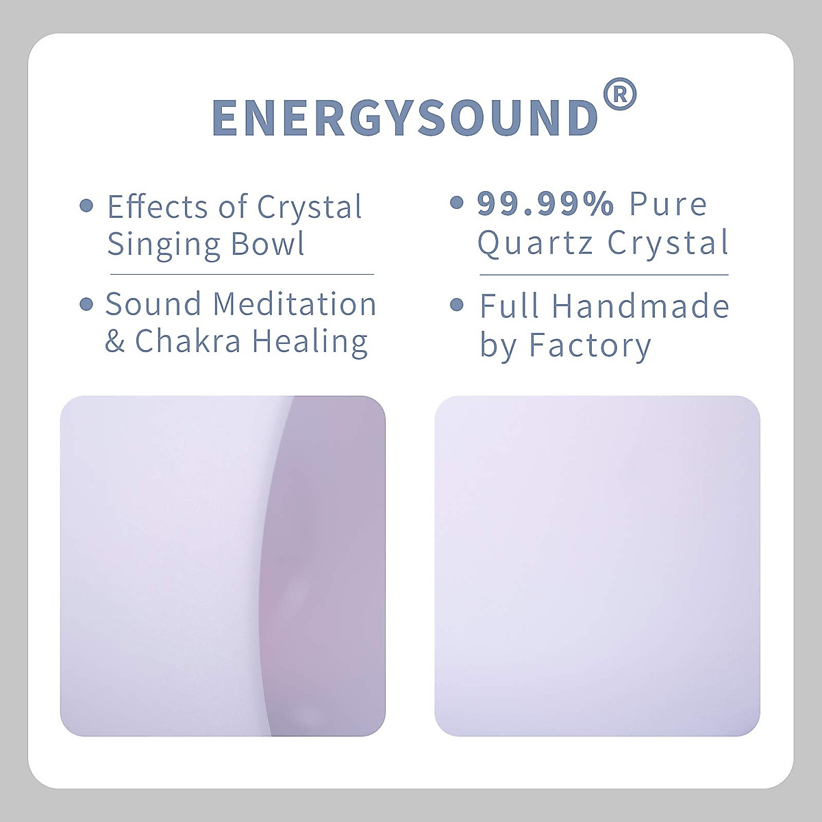 ENERGYSOUND 432Hz Perfect Pitch F Note Heart Chakra Frosted Quartz Crystal Singing Bowl 7 inch mallet and o-ring included